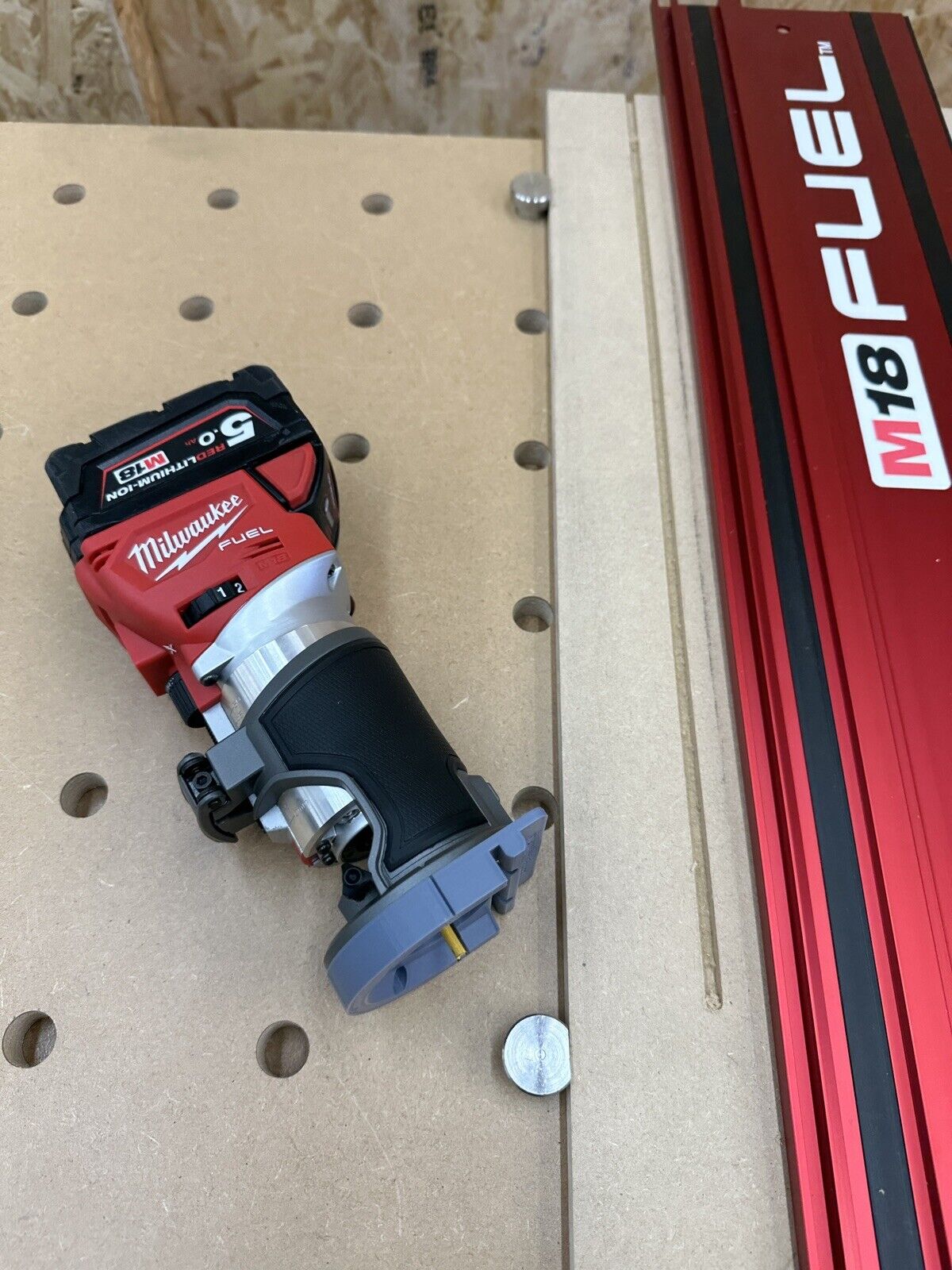 Milwaukee M18 Trimmer Router Guide Rail Adaptor to Milwaukee Guide Rai ...