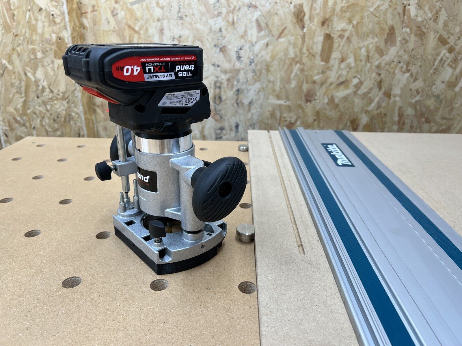 Trend T18S R14K1 18v Plunge Router Guide Rail Adaptor to Makita Plunge ...